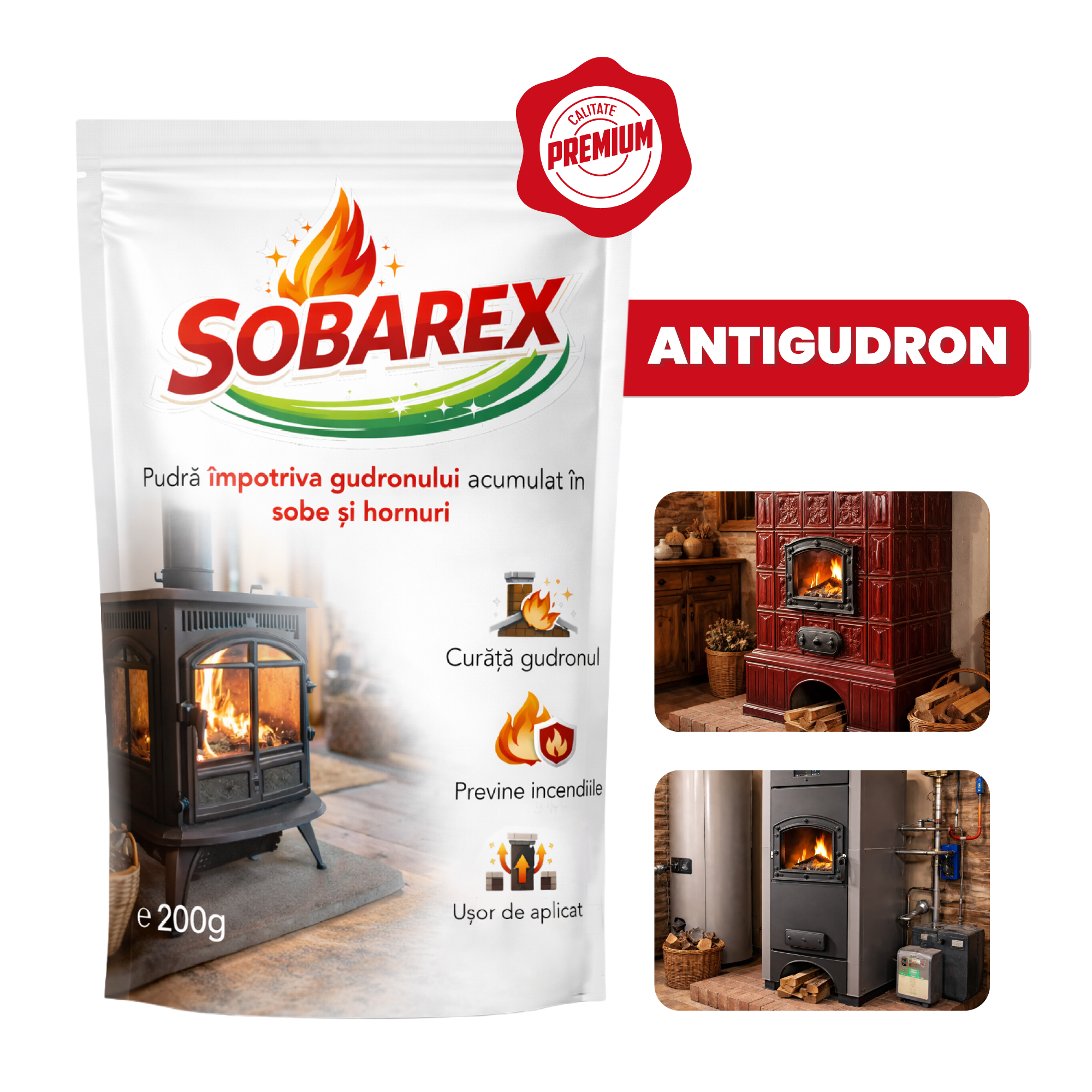 Sobarex - Pudră pentru curățat sobe și hornuri | 200 g – Verdex